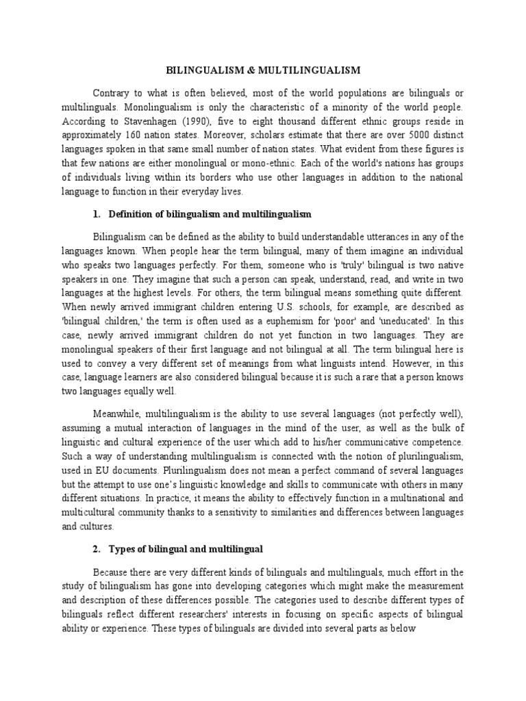 Bilingualism and Multilingualism Explained | PDF | Multilingualism | First Language