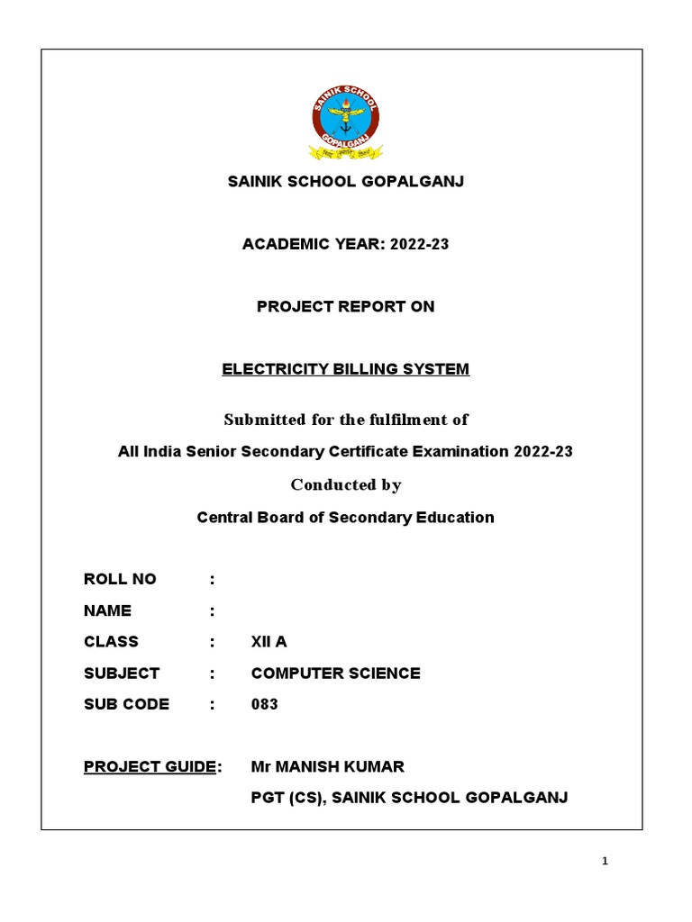 Electricity Billing System Project Report | PDF | Software Testing ...
