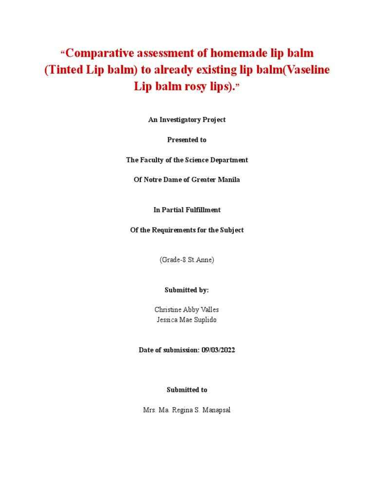 Investigatory Project Sample | PDF