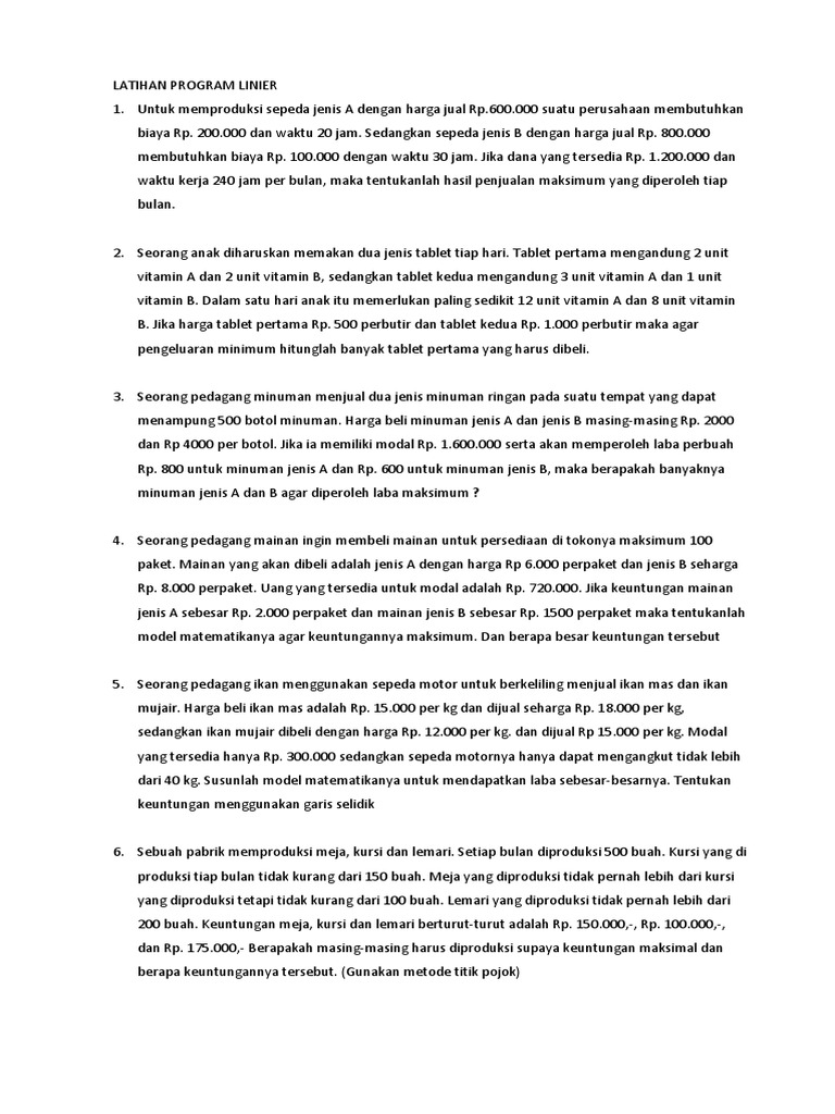 Latihan Program Linier | PDF