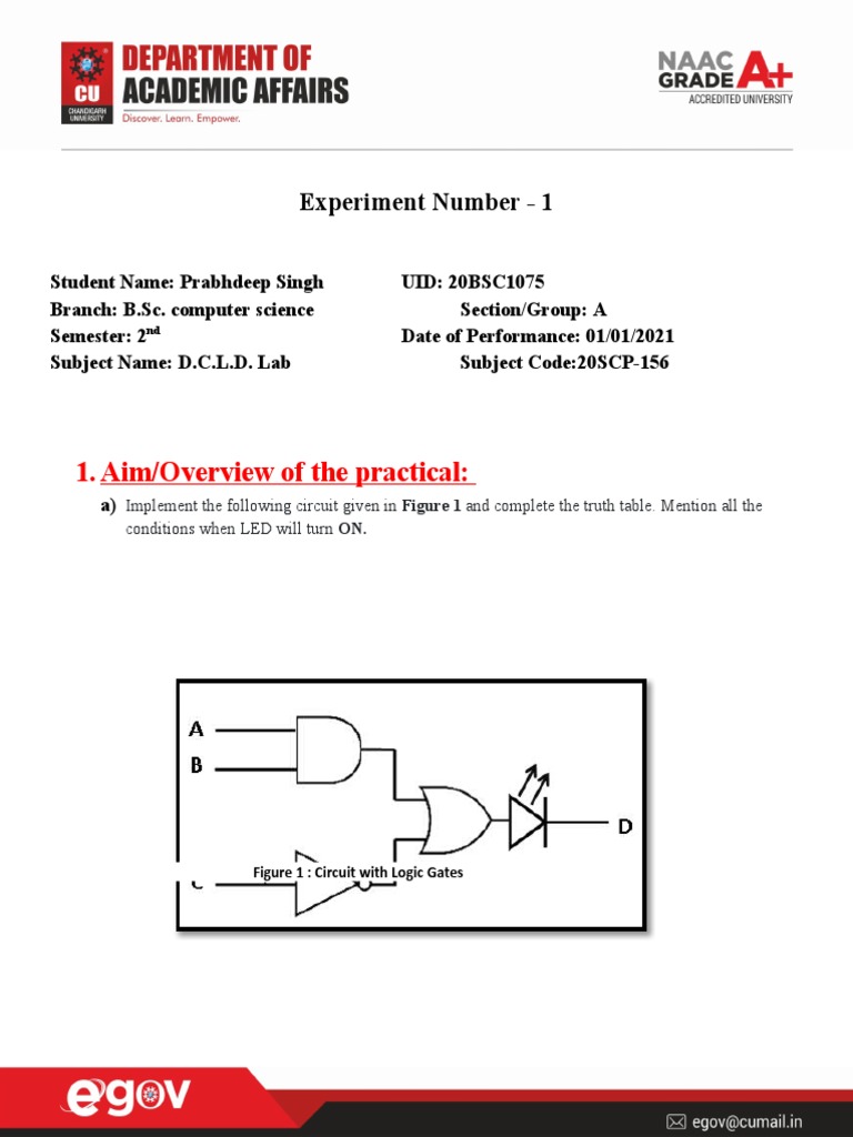 DCLD Exp 1 | PDF | Logic Gate | Digital Electronics