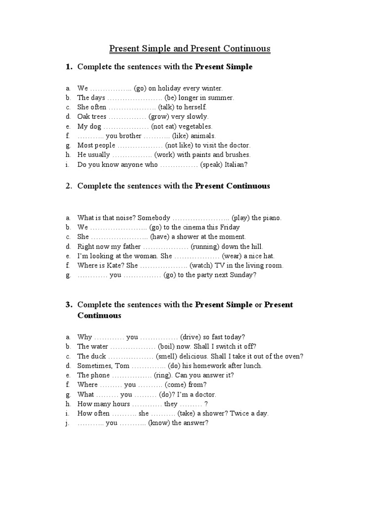 Present Simple and Present Continuous Past Simpl and Past Continuous | PDF
