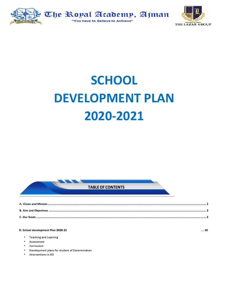 School Development Plan 2020 21 | PDF | Teaching Method | Educational ...