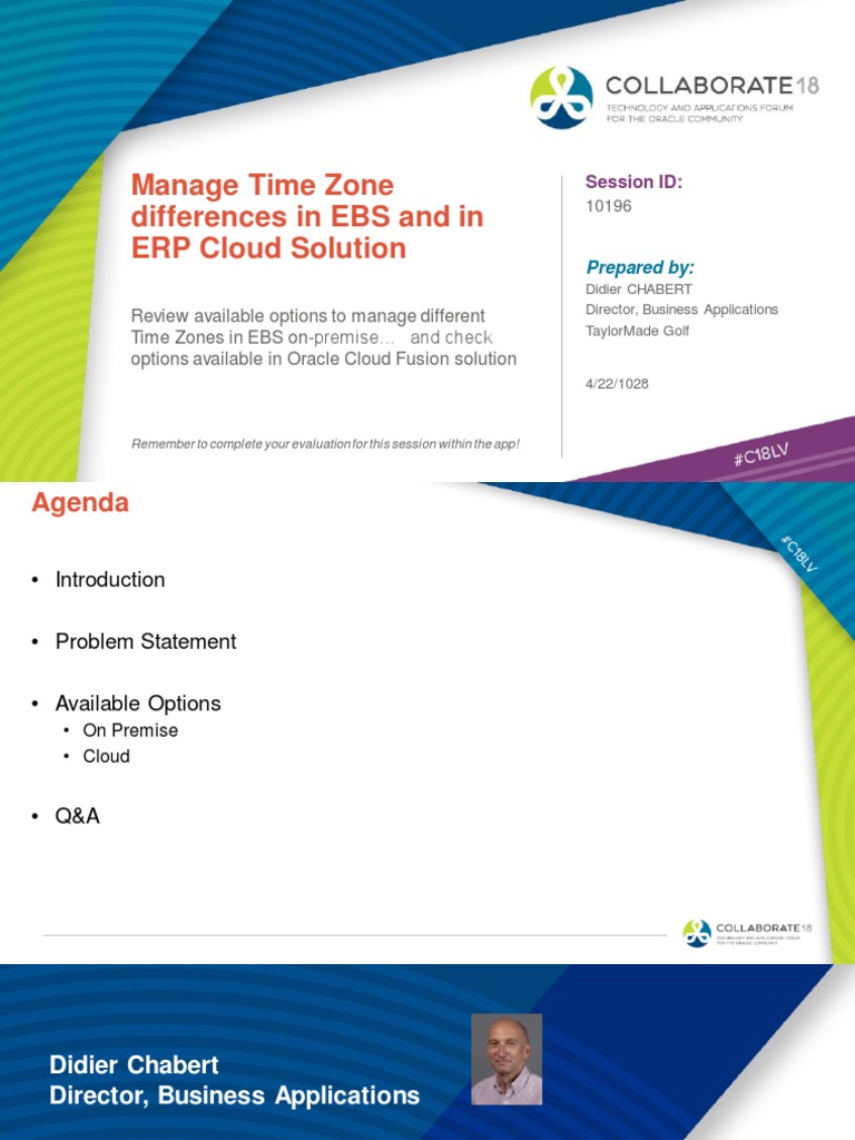 Manage Time Zone Differences in EBS and in ERP Cloud Solution - PPT ...