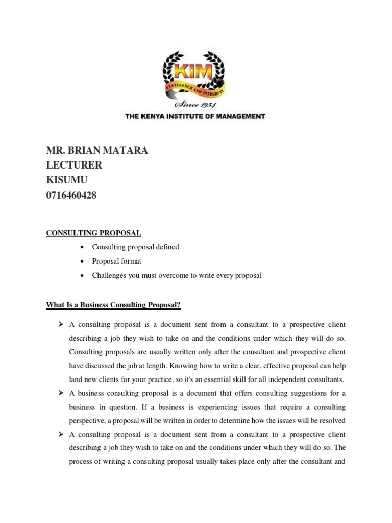 The Consultancy Proposal Pdf Consultant Business