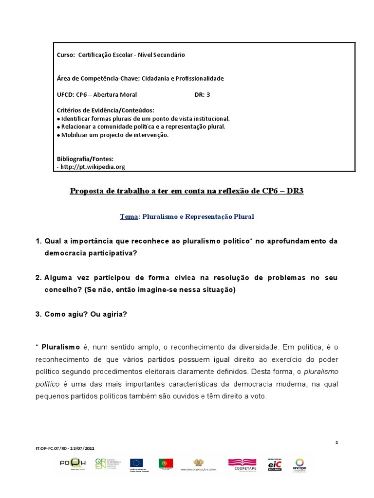 Proposta de Trabalho CP6 DR3 | PDF