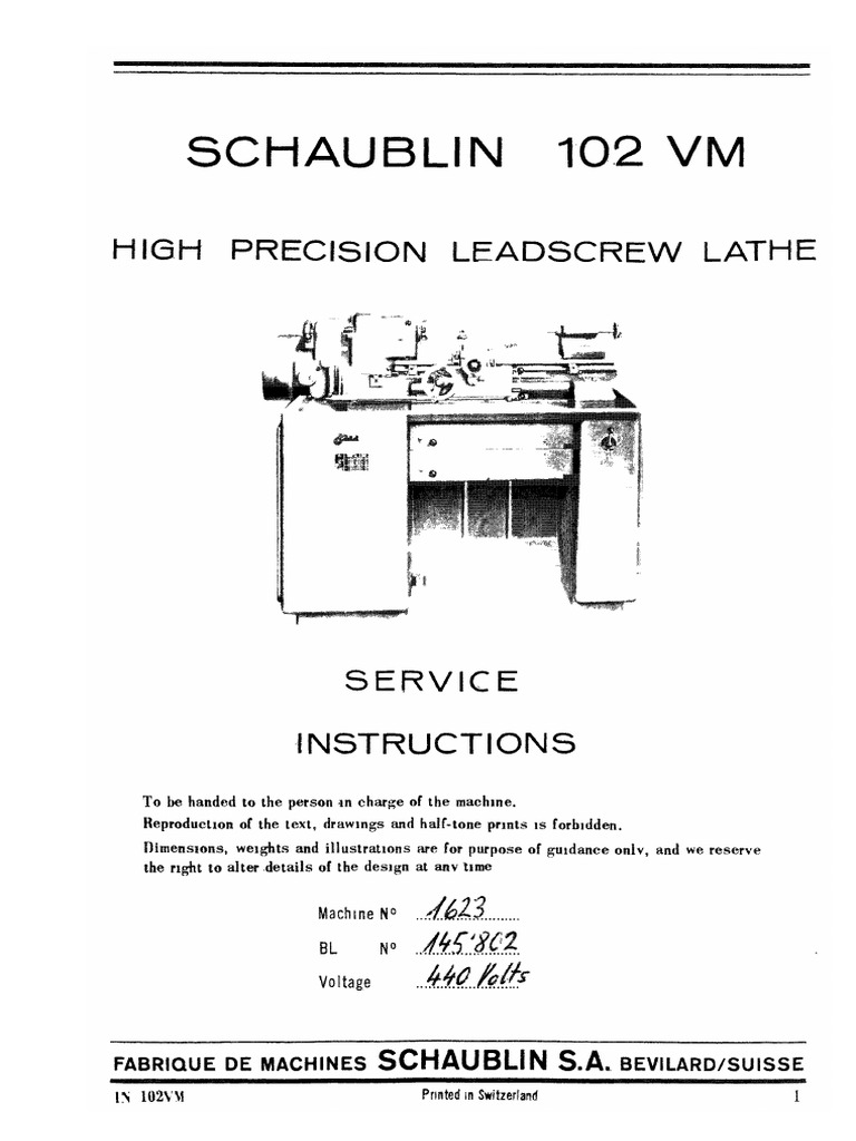 Schaublin 102 VM 1 | PDF