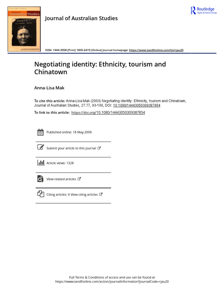 Negotiating Identity Ethnicity Tourism and Chinatown | PDF ...