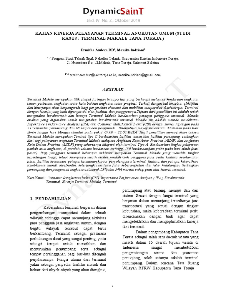 Kajian Kinerja Pelayanan Terminal Angkut 0f20ca38 | PDF | Bisnis