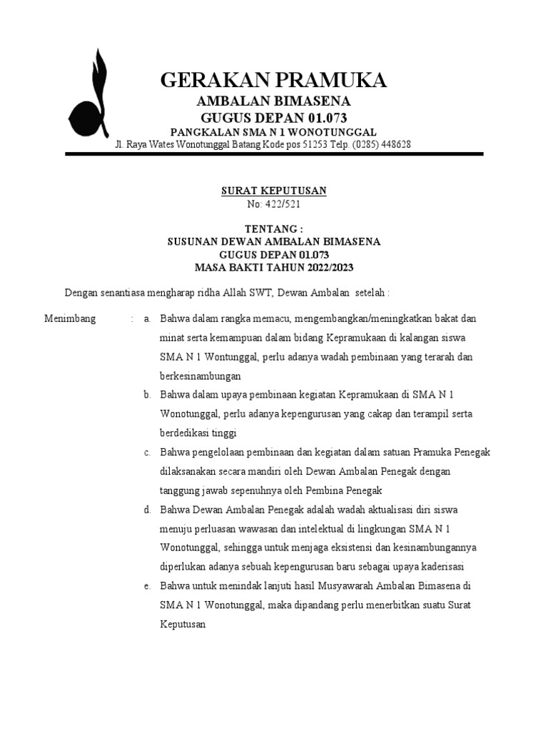 SK Dewan Ambalan Putra 2022 2023 | PDF