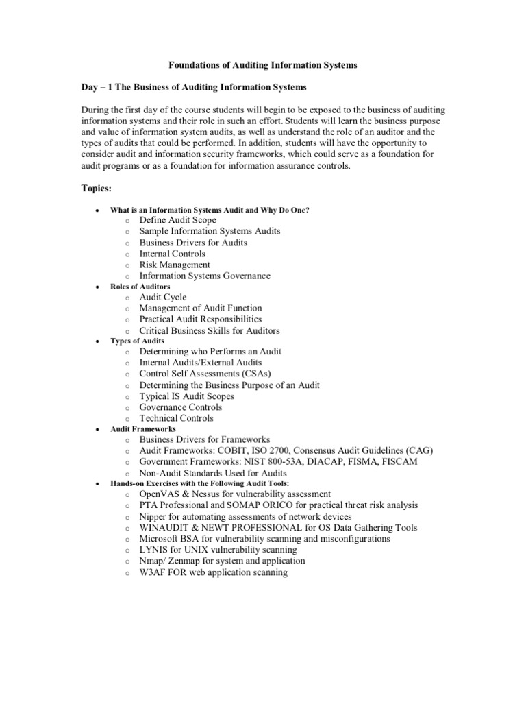 Foundations of Auditing Information Systems | PDF | Vulnerability (Computing) | Audit