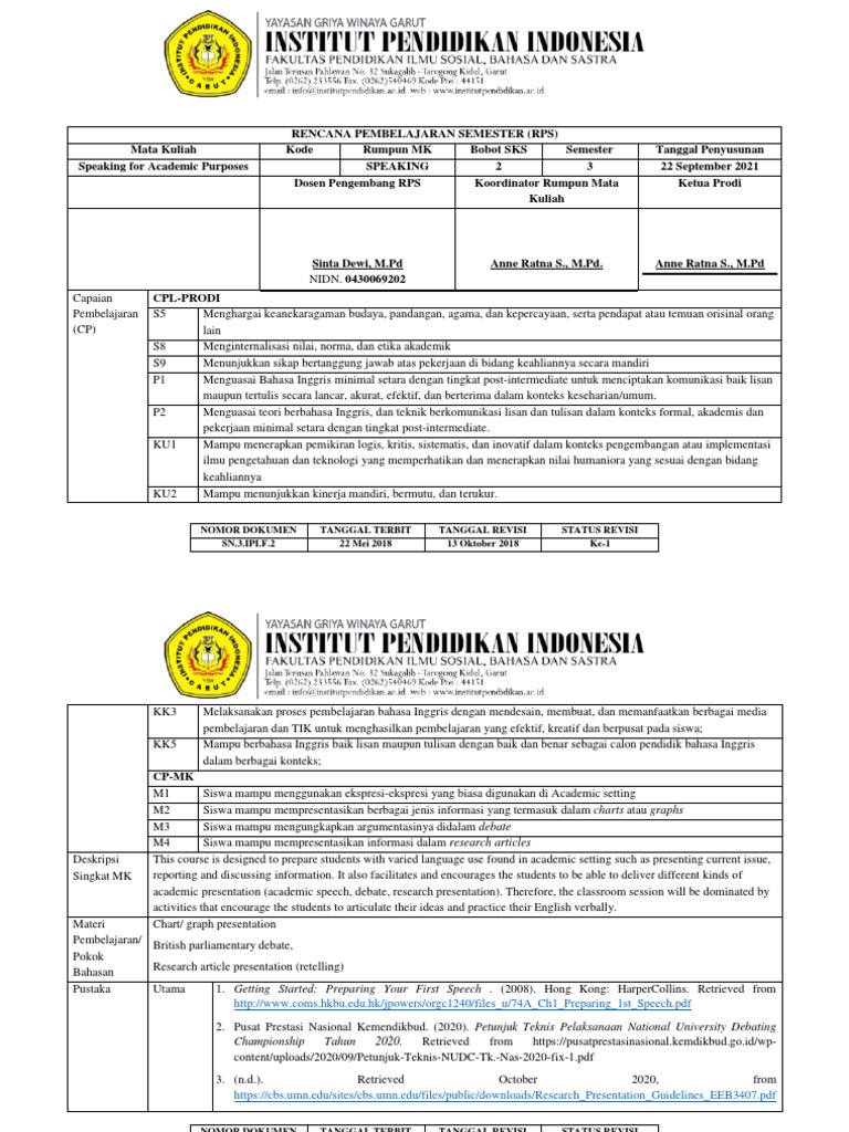 RPS Speaking For Academic Purposes | PDF