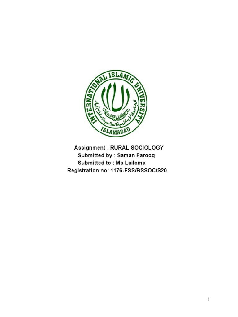 Assignment - RURAL SOCIOLOGY | PDF | Sociology | Society
