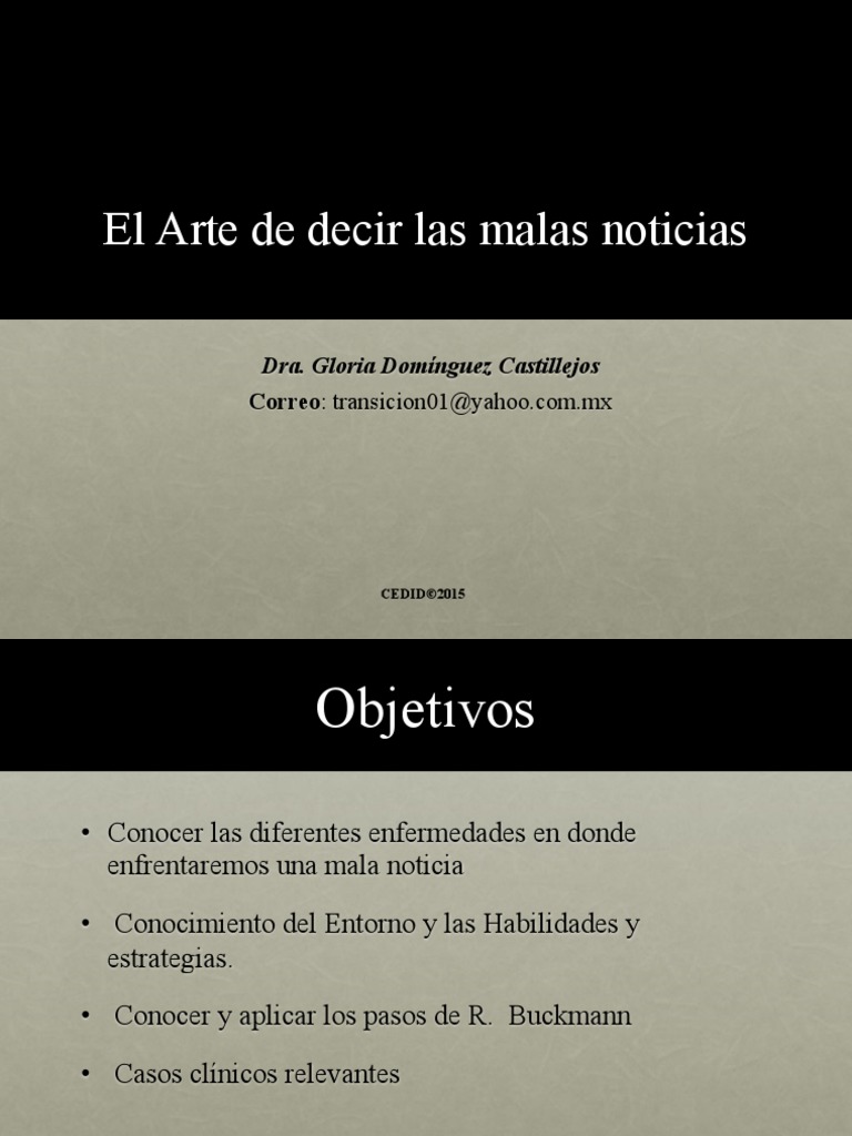 El Arte de Decir Malas Noticias - Dra. Gloria Dominguez | PDF ...