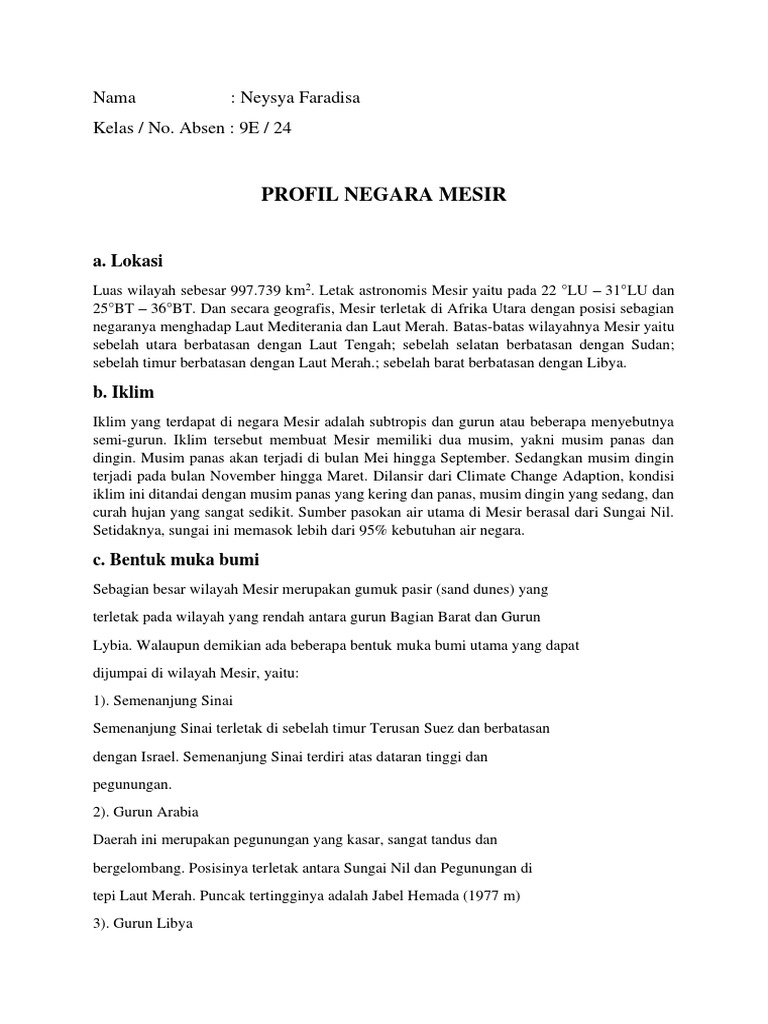 Profil Negara Mesir | PDF