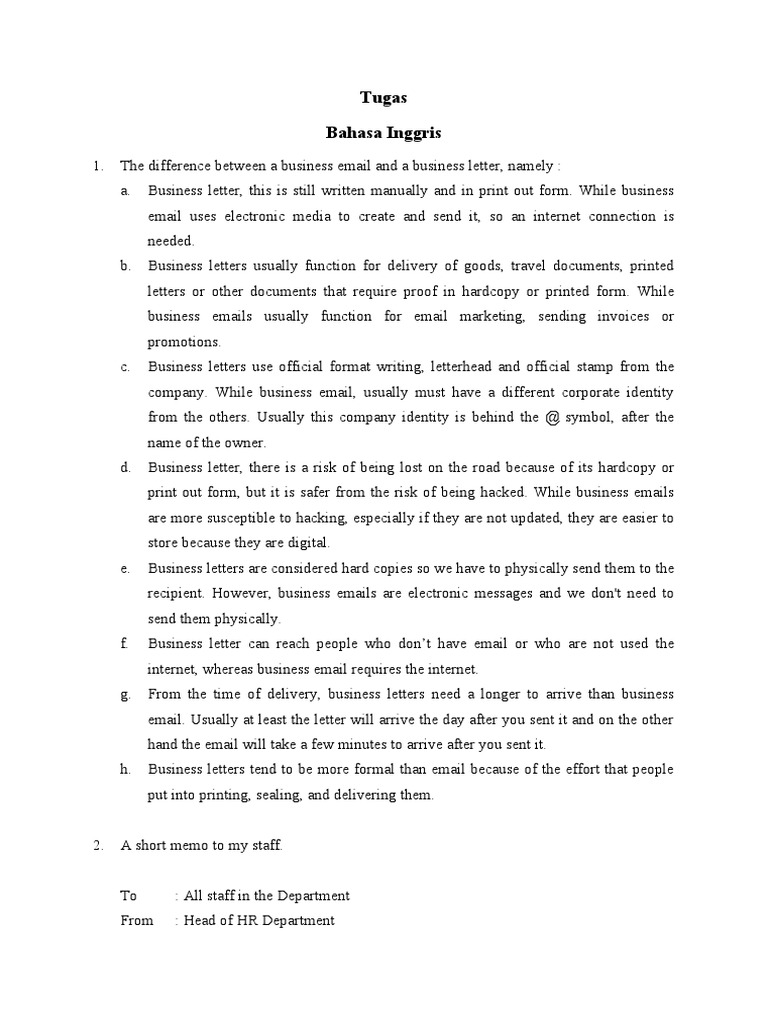 Differences between business emails and letters | PDF | Internet ...