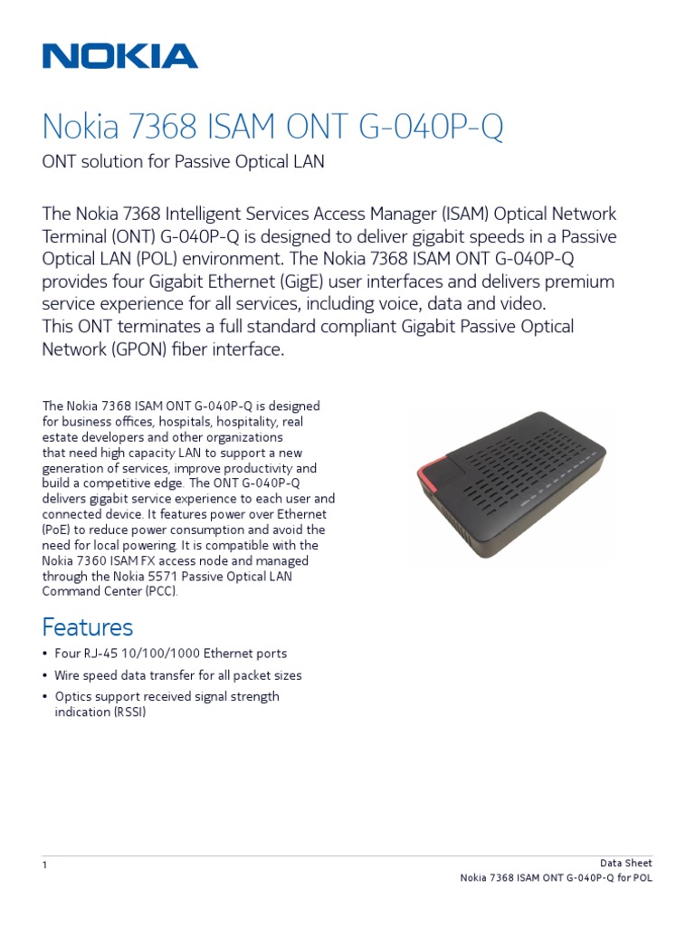 Brochure - 7368 ISAM ONT G 040P Q For POL | PDF | Data Transmission | Computer Data