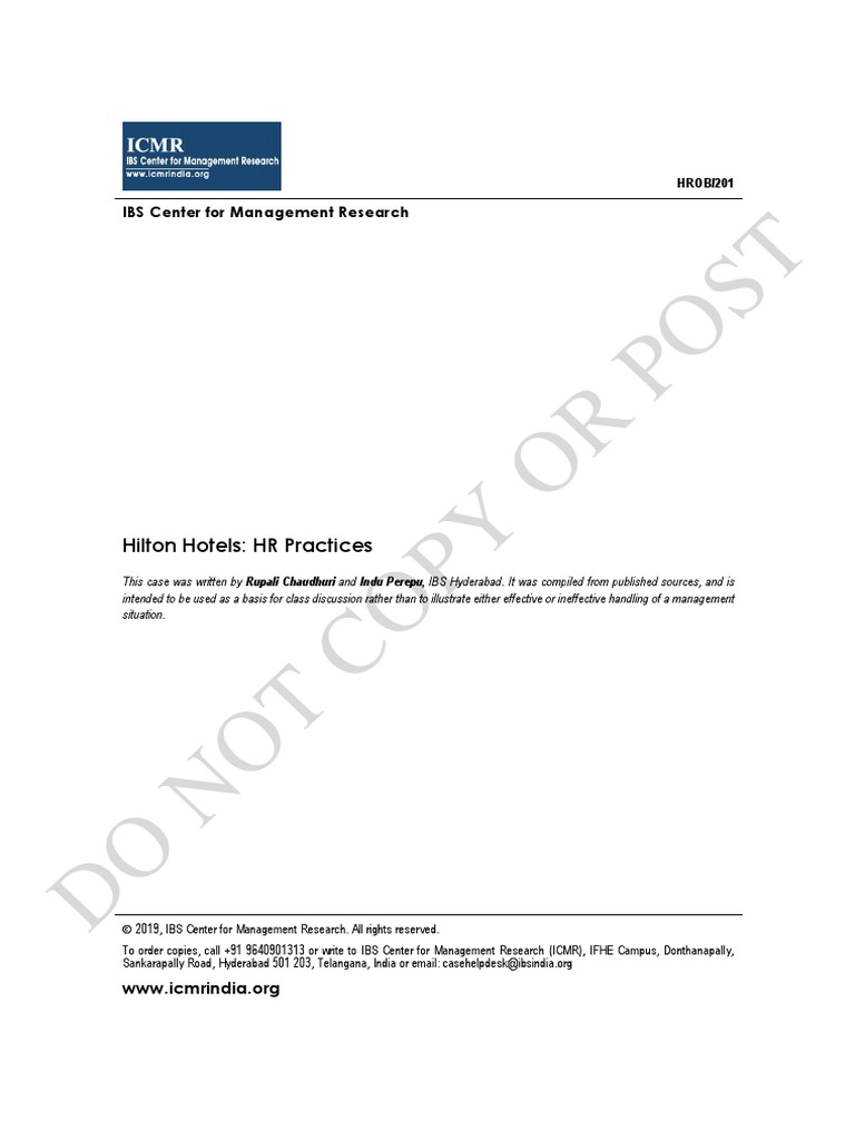 HROB201 Hilton Hotels HR Practices | PDF | Hilton Worldwide | General ...