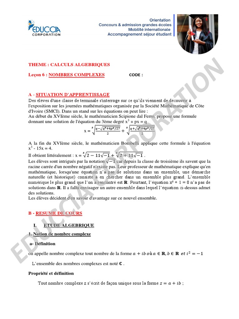 ECORP TD Maths Nombres Complexes | PDF | Nombre complexe | Zéro d'une fonction