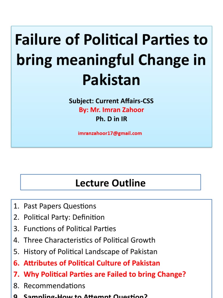 Failure of Politcal Parties 13 July, 2020 | PDF | Political Parties ...