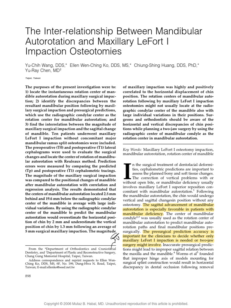 Autorotation of Mandible | PDF