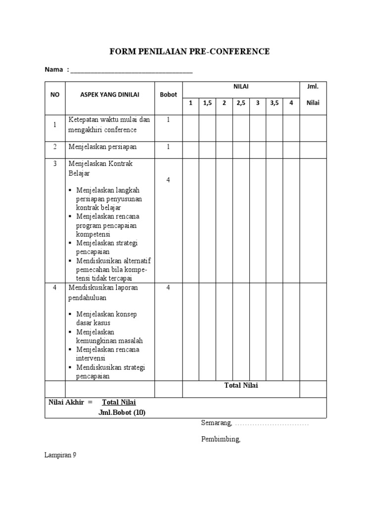 Form Penilaian Praktik Klinik | PDF