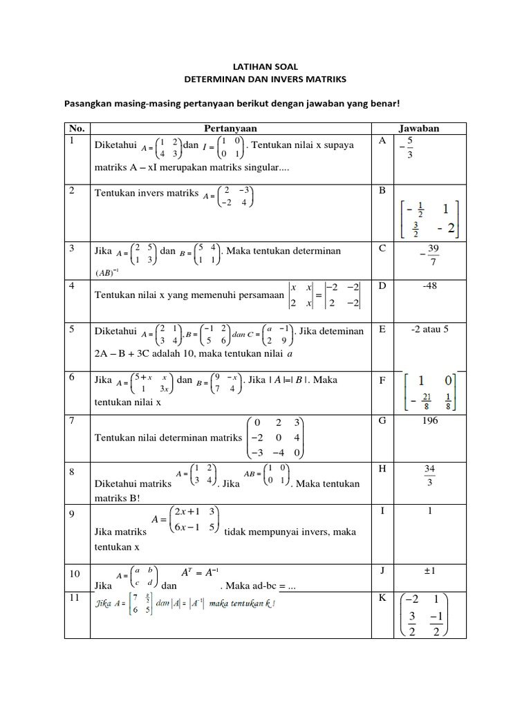 Latihan Soal Det Invers | PDF