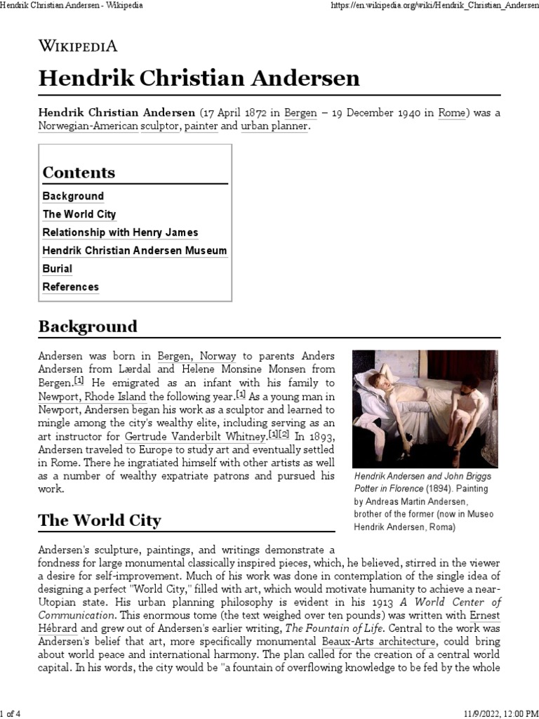 Hendrik Christian Andersen - Wikipedia | PDF