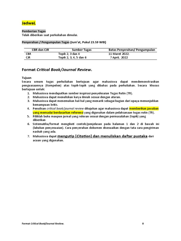 0.II PAnduan 6 Tugas. Critical Book (CBR) Atau Jurnal (CJR) | PDF
