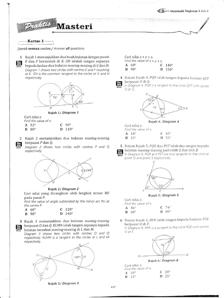 Soalan Matematik Tingkatan 4: Bulatan dan Tangen | PDF