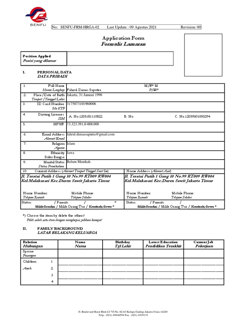 FRM - HRGA.02 - JAF (2) - Fahrul Dimas Saputra | PDF