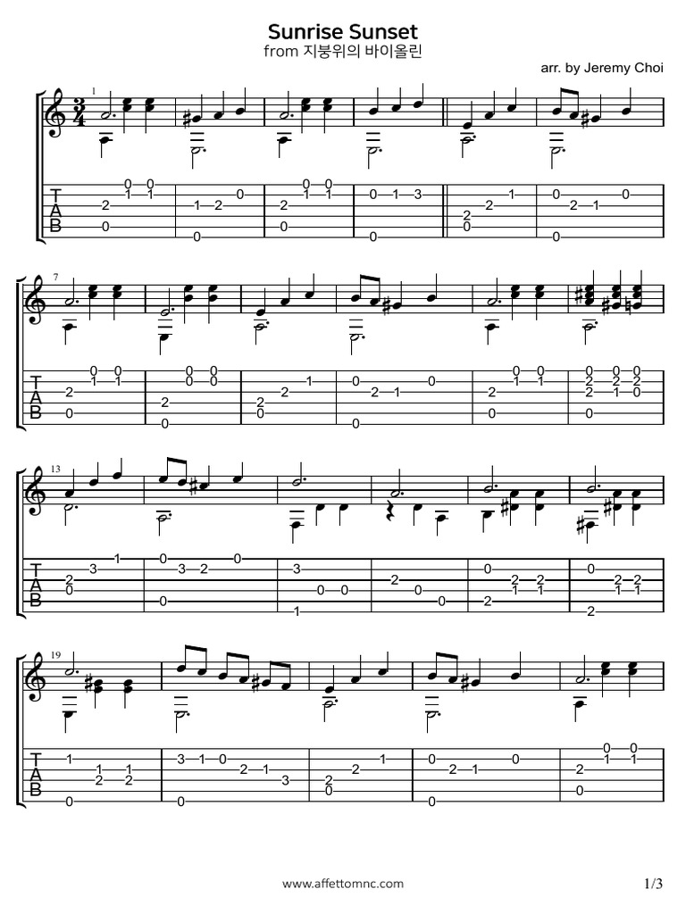 Tab Sunrise-Sunset | PDF