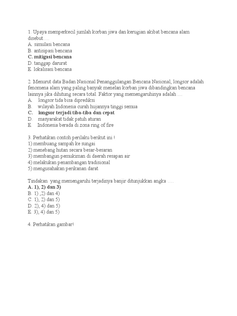 Soal Mitigasi Bencana Alam | PDF