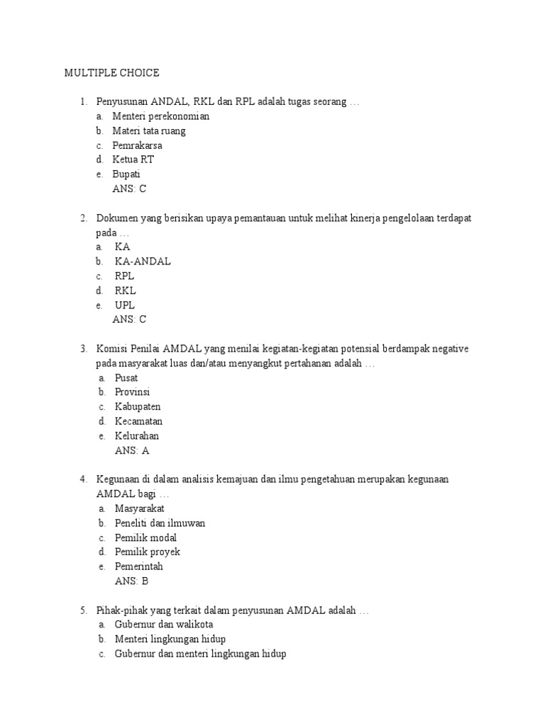 Soal Uh 2 Amdal | PDF | Hukum
