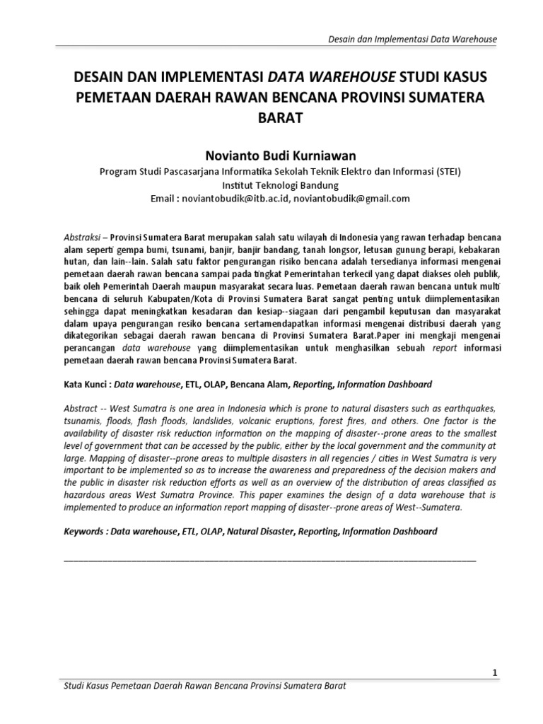 Desain Dan Implementasi Data Warehouse S Pdf