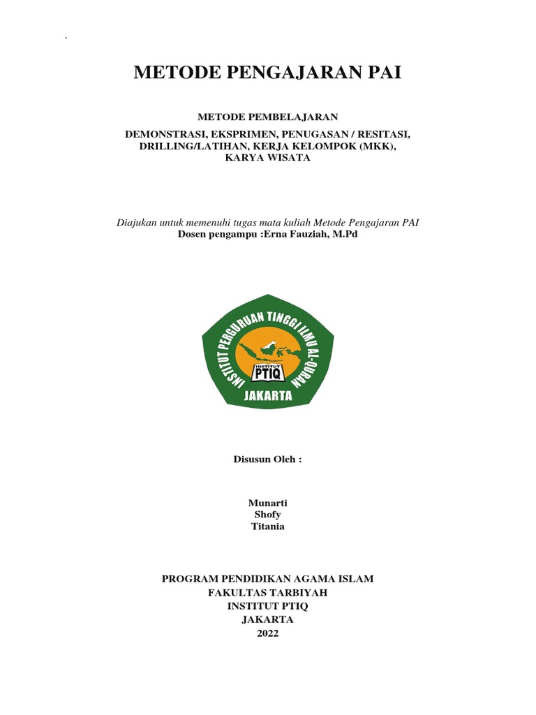 Metode Pengajran Pai. Metode Pengajaran | PDF