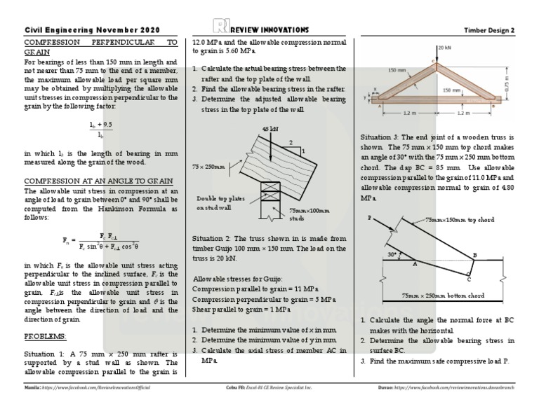 CE Board Nov 2020 - Timber Design - Set 2 | PDF | Truss | Stress ...