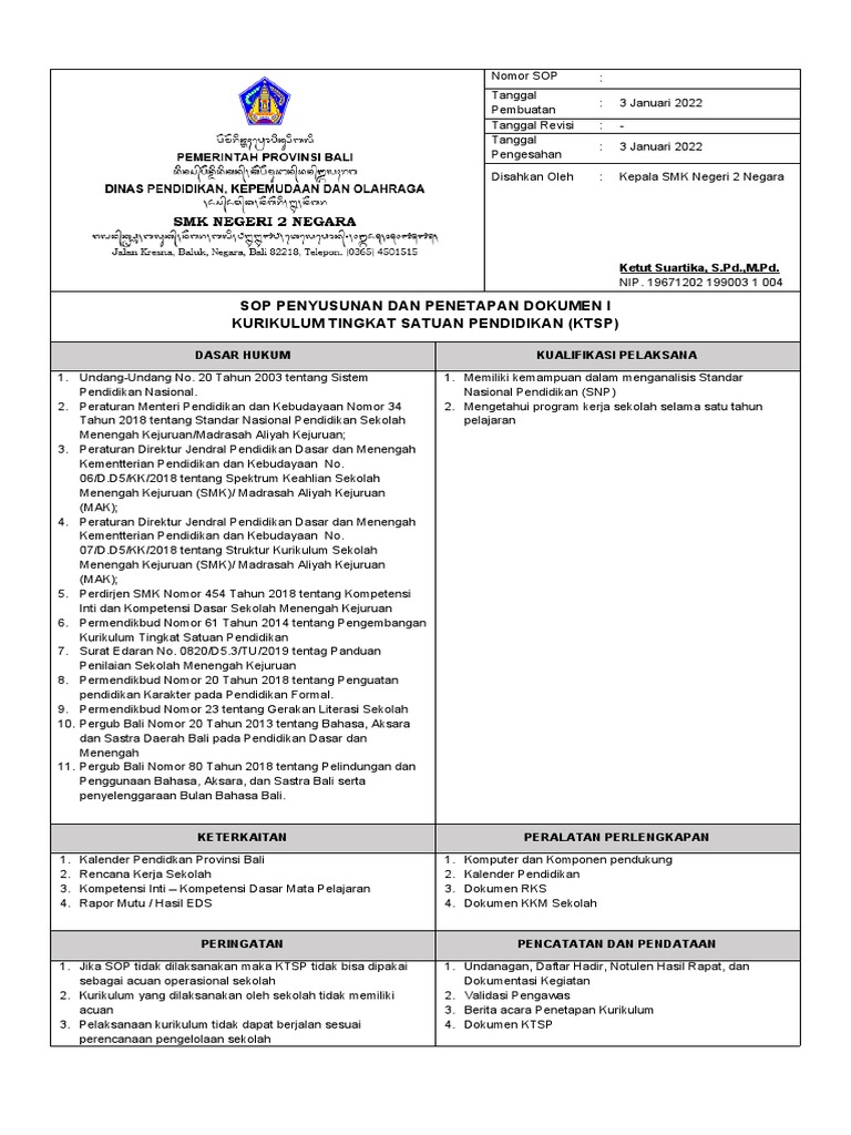 Sop KTSP | PDF