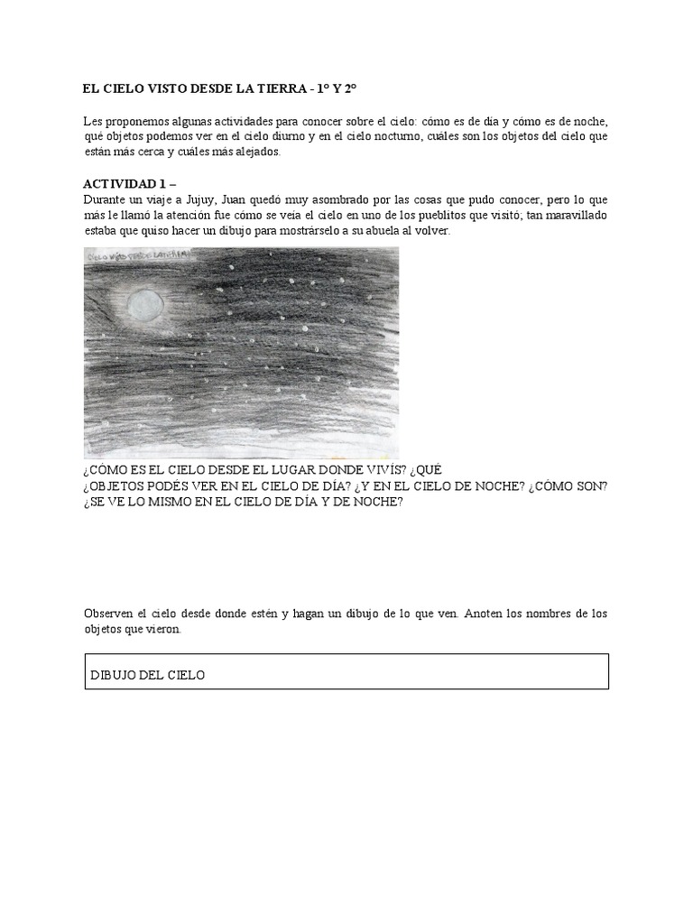 1° y 2° Alumnos EL CIELO VISTO DESDE LA TIERRA | PDF | Cielo | Cielo ...