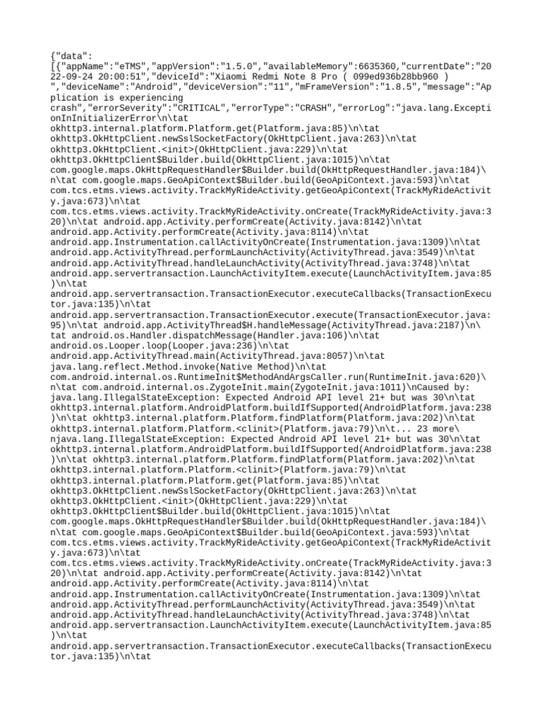 Etms Errorreport Pdf Java Programming Language Android Operating System