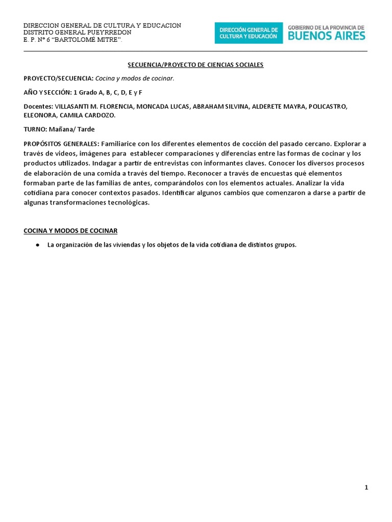 Secuencia Cocina y Modos de Cocinar Octubre-Noviembre | PDF | Estufa de ...