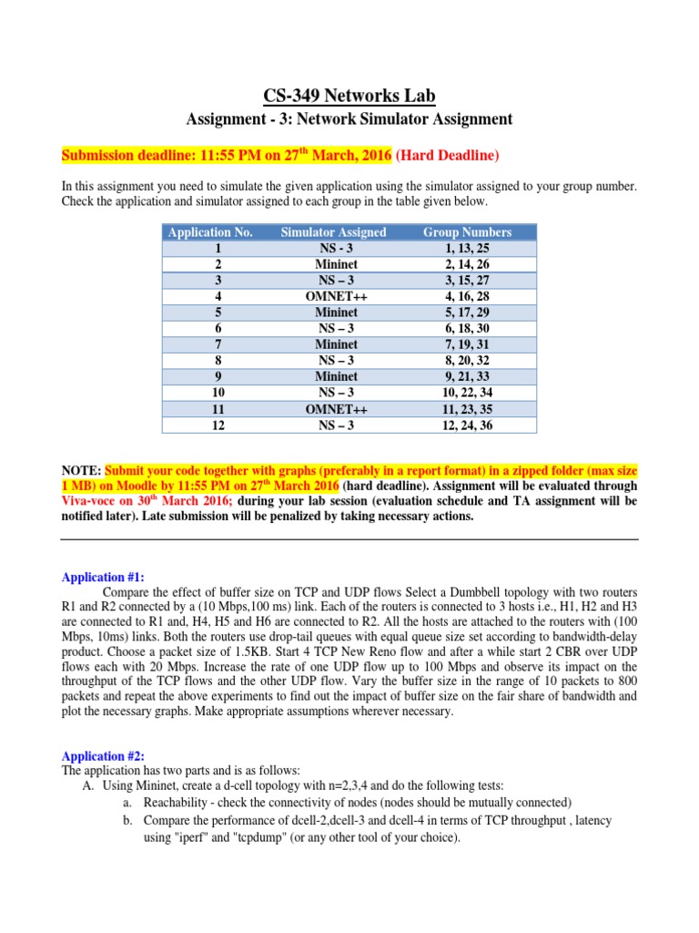 CS 349 - Assignmet 3 Questions | PDF | Transmission Control Protocol | Network Congestion