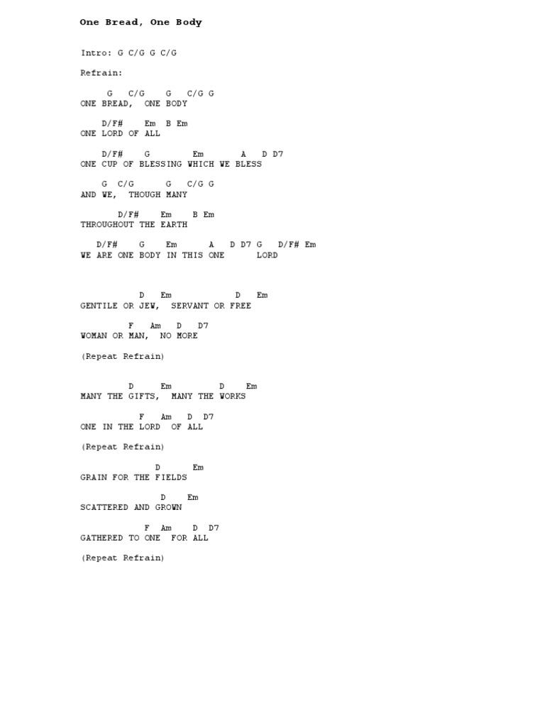 One Bread One Body Guitar Chords