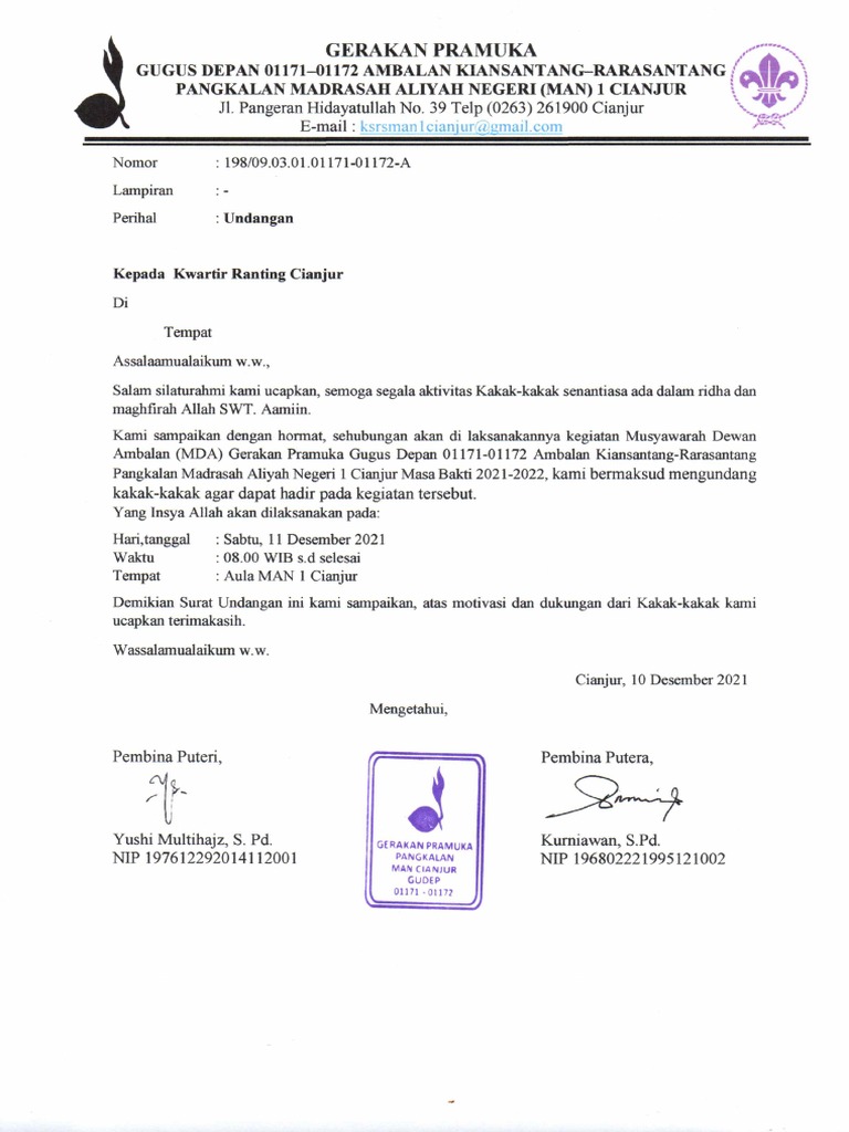 Surat Undangan Kwarran | PDF