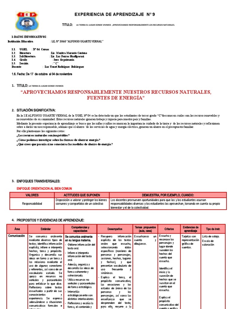 3° Grado - Experiencia de Aprendizaje N°09 | PDF | Números | Geometría