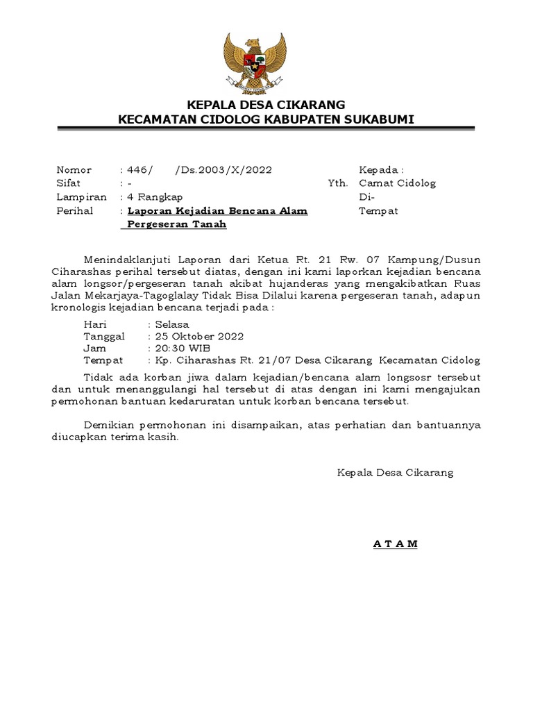Laporan Longsor Desa Cikarang 2022 | PDF | Griya & Taman | Sains ...