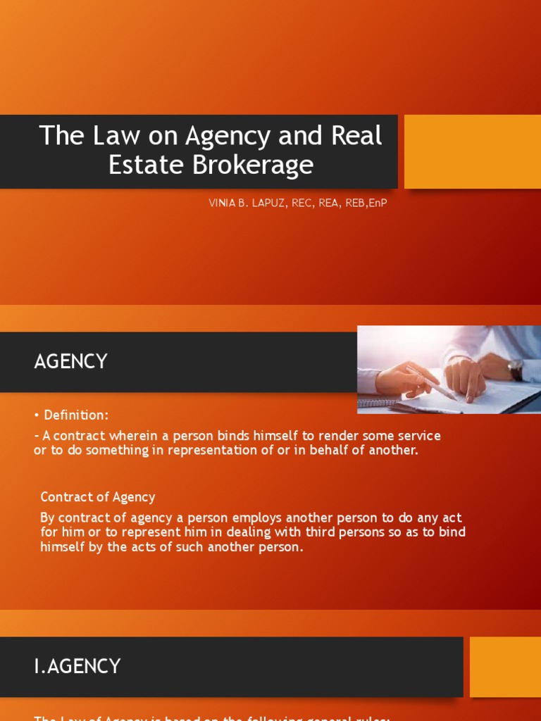The Law of Agency and Real Estate Brokerage | PDF | Sales | Fiduciary