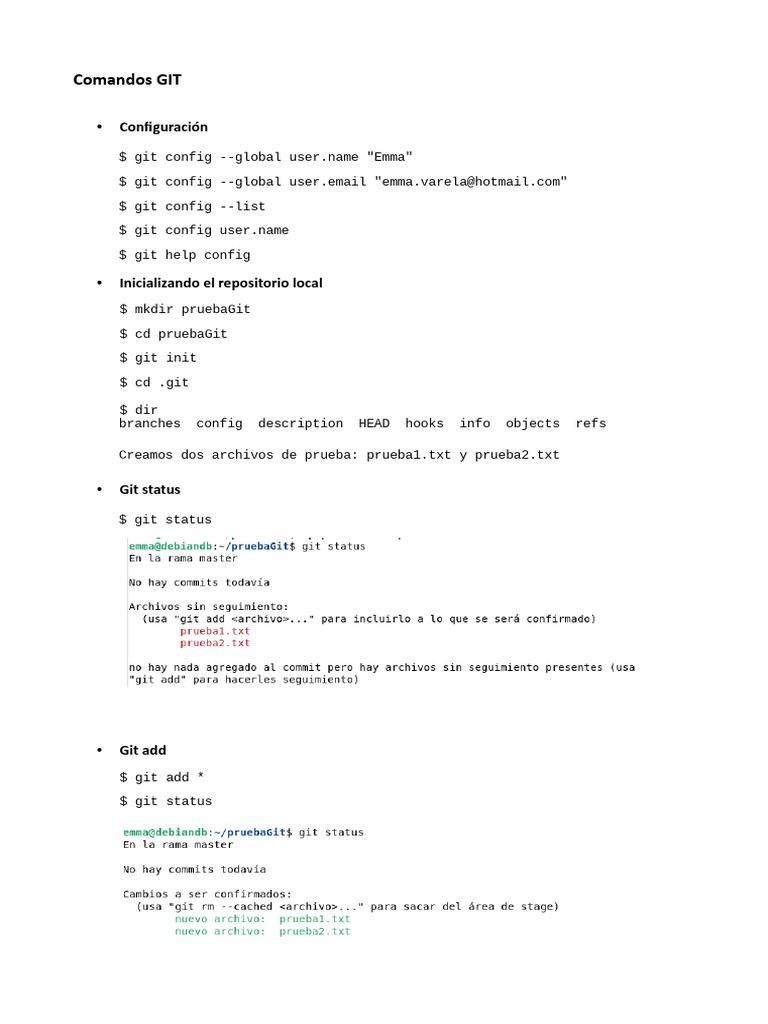 Comandos GIT: - Configuración | PDF