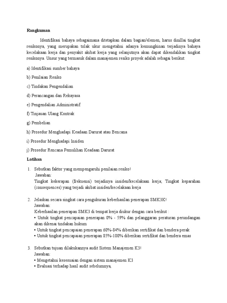 Latihan Soal smk3 Dan Amdal | PDF