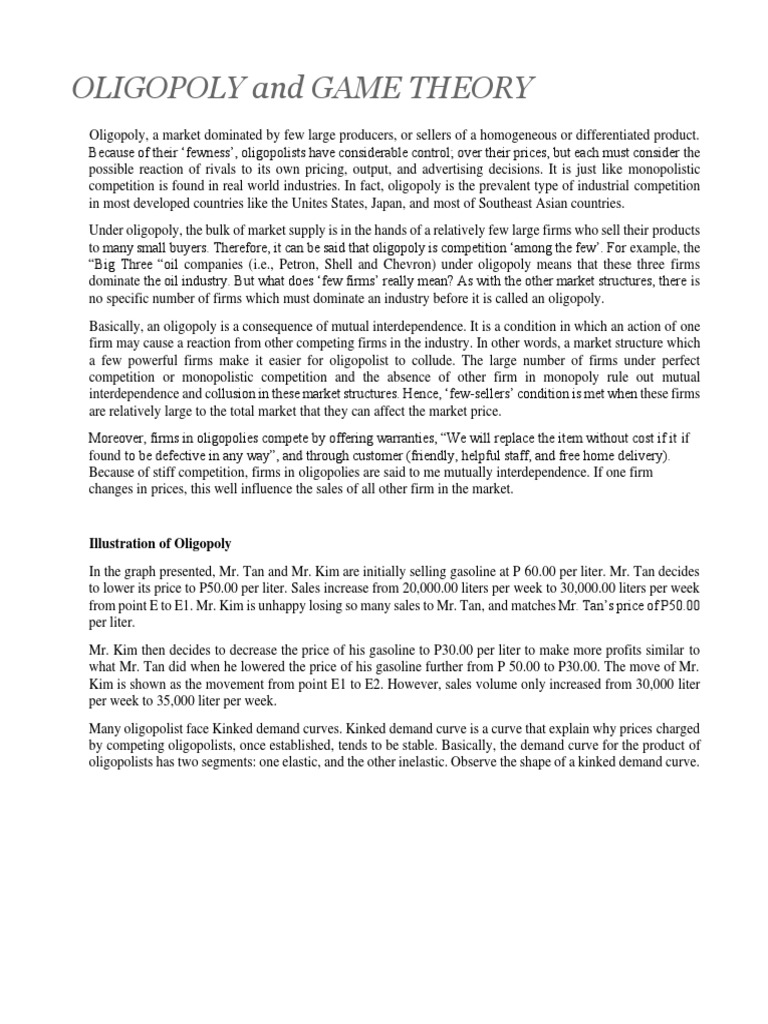 Understanding Oligopoly in Game Theory | PDF | Oligopoly | Game Theory
